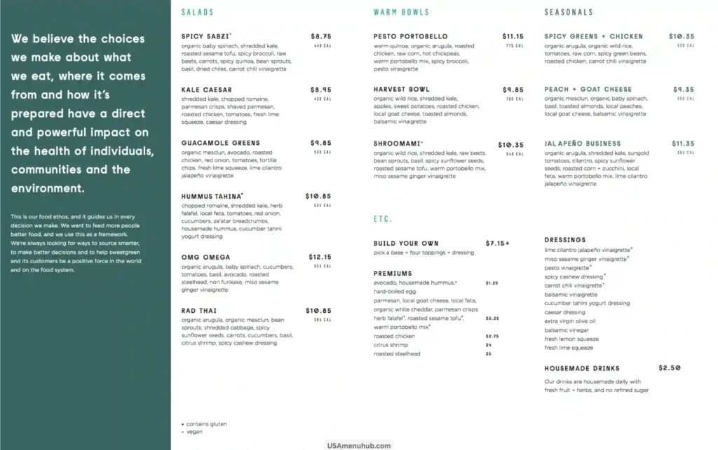 Sweetgreen Menu 2026 | Prices, Seasonal Items & Nutrition